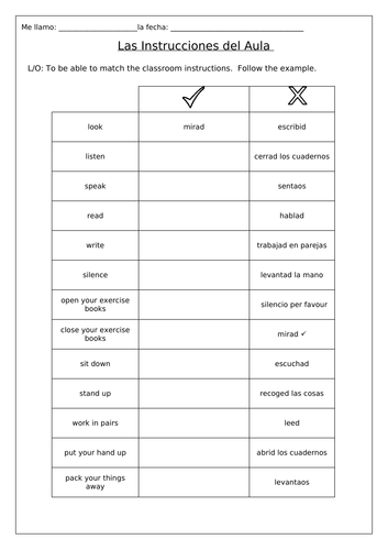 SPANISH - Classroom Instructions | Teaching Resources