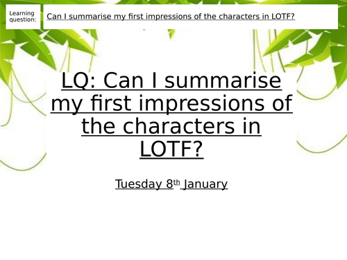 GCSE Lord of the Flies SOW fully resourced | Teaching Resources