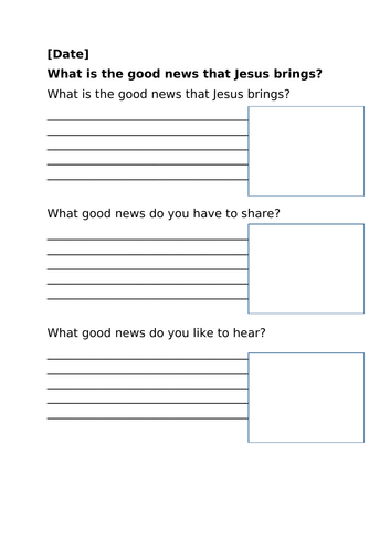 What is the good news that Jesus brings? Worksheet | Teaching Resources