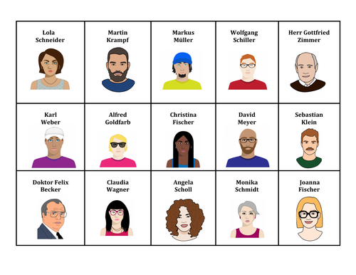 Describing People in German Handout + Game (Menschen beschreiben ...