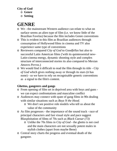 FILM STUDIES - A LEVEL - CITY OF GOD - URBAN GLOBAL FILMS | Teaching ...