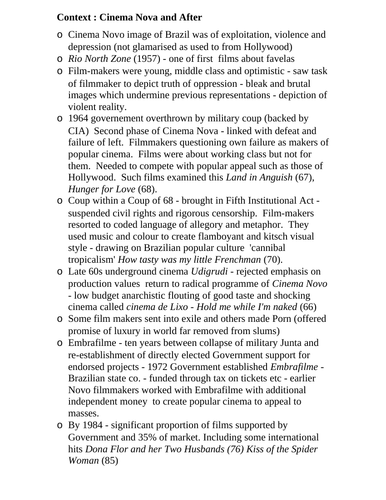 FILM STUDIES - A LEVEL - CITY OF GOD - URBAN GLOBAL FILMS | Teaching ...