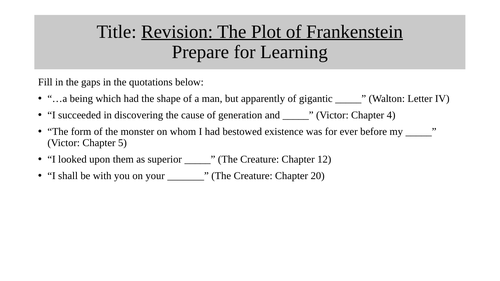 Frankenstein Plot Revision Lesson: AQA English Literature | Teaching ...