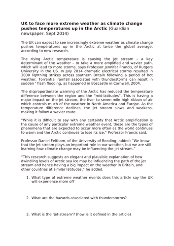 extreme weather in the UK | Teaching Resources