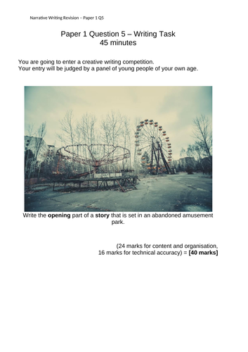Narrative Writing - AQA Paper 1 Revision | Teaching Resources