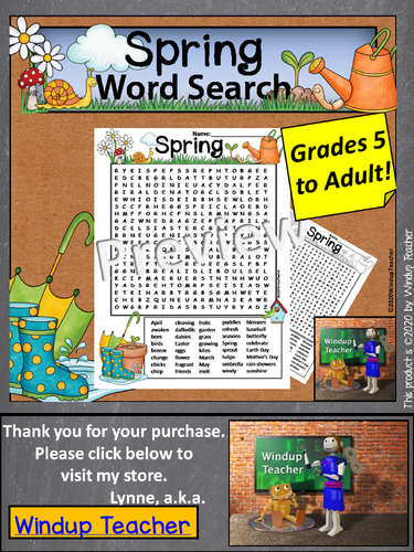 Spring Word Search - Hard for Grades 5 to Adult | Teaching Resources