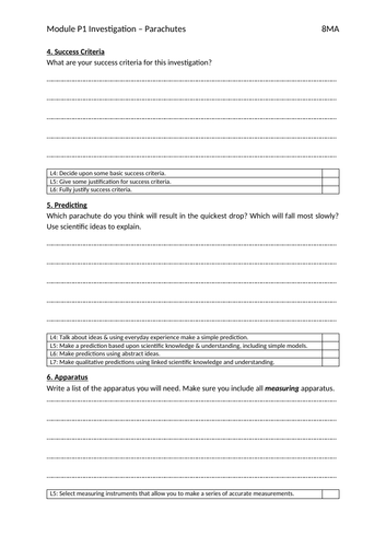 KS3 Science Parachute Practical - 7 Lessons, Lesson Plans, Worksheets ...