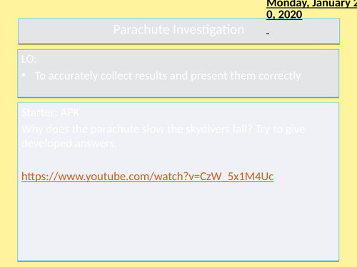 KS3 Science Parachute Practical - 7 Lessons, Lesson Plans, Worksheets ...