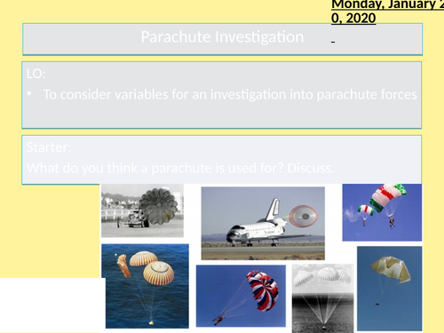 KS3 Science Parachute Practical - 7 Lessons, Lesson Plans, Worksheets ...