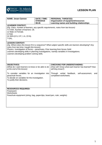 KS3 Science Parachute Practical - 7 Lessons, Lesson Plans, Worksheets ...