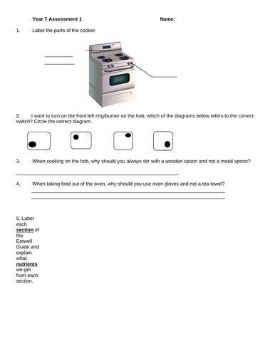 Year 7/KS3 Food & Nutrition Mini Assessments | Teaching Resources