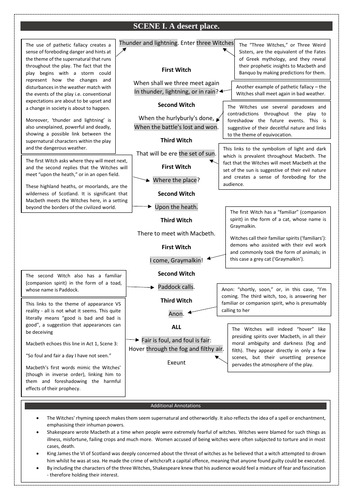 Macbeth Act 1 Fully Annotated | Teaching Resources