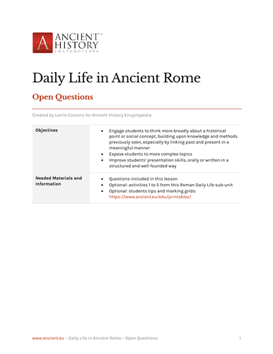 Daily Life in Ancient Rome | Teaching Resources