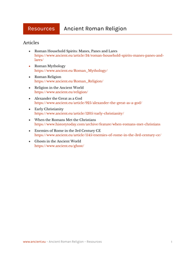 Ancient Roman Religion | Teaching Resources
