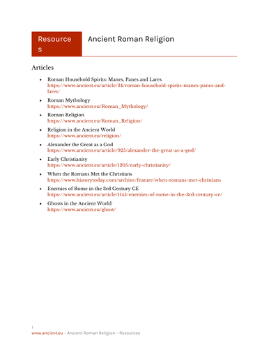 Ancient Roman Religion | Teaching Resources