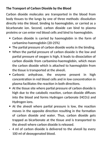 A Level Biology Transport of Oxygen & Carbon Dioxide Lesson | Teaching ...