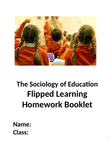 GCSE Sociology Education Homelearning Booklet | Teaching Resources