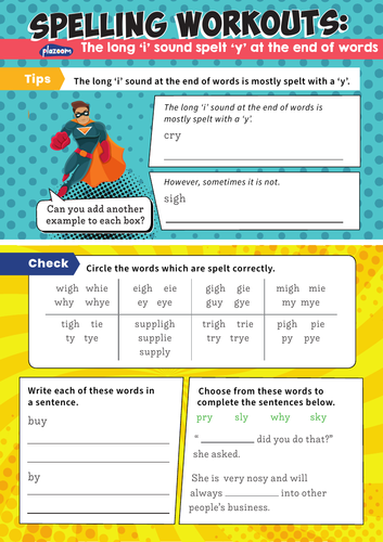 Year 2 Long 'i' Sound Spelt 'y' At The End Of Words Worksheet: Spelling ...