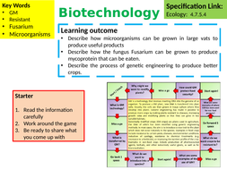 KS4 AQA GCSE Biology Biotechnology (Science) Lesson & Activities ...