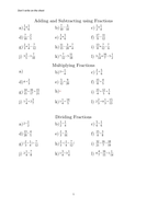 Fractions - Four Operations Worksheet | Teaching Resources