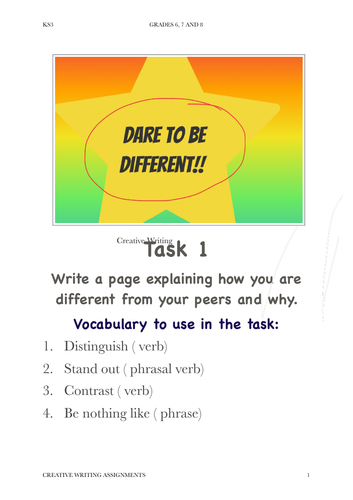 Creative Writing Assignment | Teaching Resources