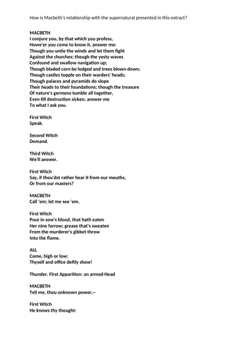 GCSE Macbeth: 4 Extract Analyses | Teaching Resources