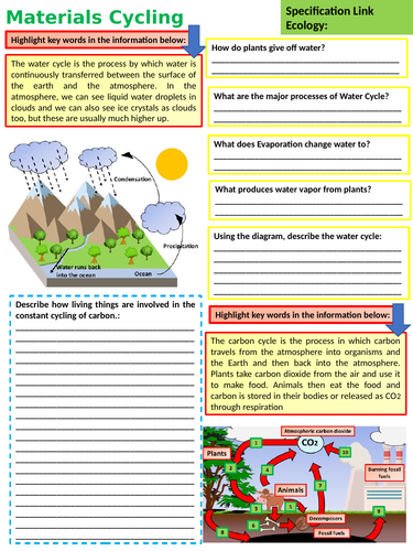 KS4 AQA GCSE Biology (Science) Water Cycle Lesson & Activities ...
