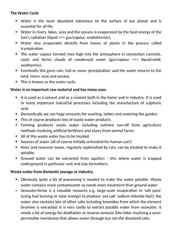 KS4 AQA GCSE Biology (Science) Water Cycle Lesson & Activities ...
