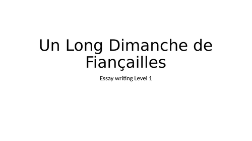 Un Long Dimanche de Fiancailles | Teaching Resources
