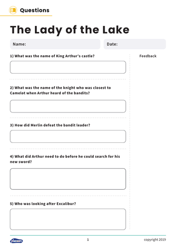The Lady of the Lake - KS2 Reading Comprehension And Model Text: Myths ...