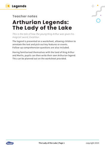 The Lady of the Lake - KS2 Reading Comprehension And Model Text: Myths ...