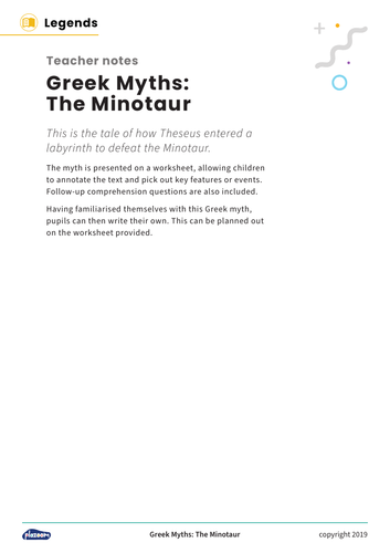 The Legend Of The Minotaur - KS2 Reading Comprehension Worksheets And ...
