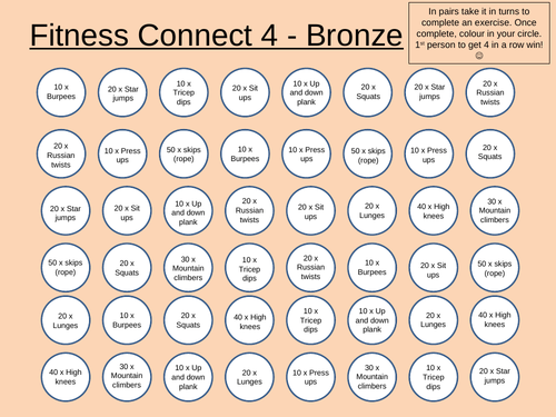 Connect four fitness | Teaching Resources