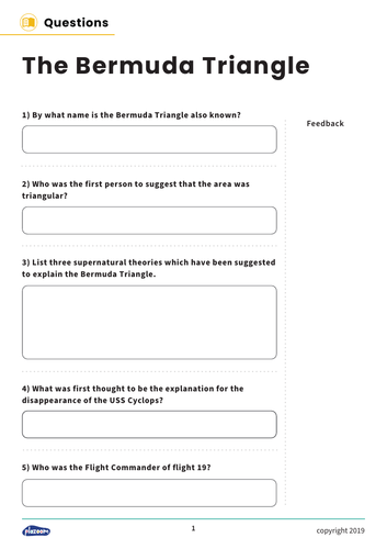 The Mystery Of The Bermuda Triangle - KS2 Reading Comprehension ...