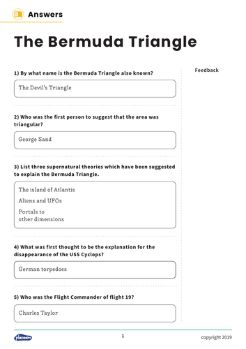 The Mystery Of The Bermuda Triangle - KS2 Reading Comprehension ...