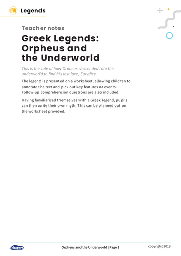 Orpheus and the Underworld - KS2 Reading Comprehension Worksheets And ...