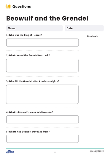 Beowulf And Grendel - KS2 Reading Comprehension And Model Text: Anglo ...