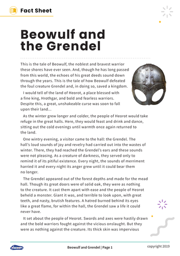 Beowulf And Grendel - KS2 Reading Comprehension And Model Text: Anglo ...
