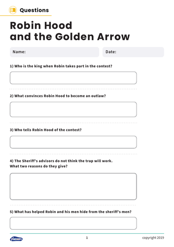 Robin Hood And The Golden Arrow - KS2 Reading Comprehension And Model ...