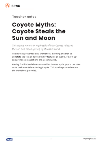 How Coyote Stole The Sun and Moon - KS2 Reading Comprehension ...