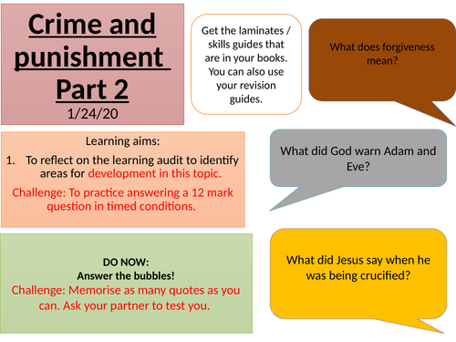 Revision Lesson for Religion: Crime and Punishment | Teaching Resources