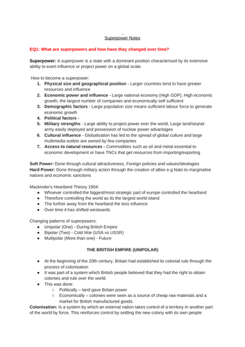 Edexcel A Level Geography Notes | Teaching Resources