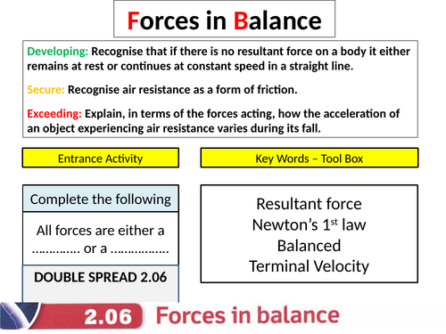 Balanced forces FULL lesson with practice questions | Teaching Resources