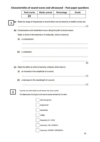 Characteristics of Sound Waves and their uses | Teaching Resources