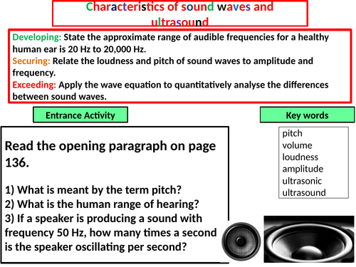 Characteristics of Sound Waves and their uses | Teaching Resources