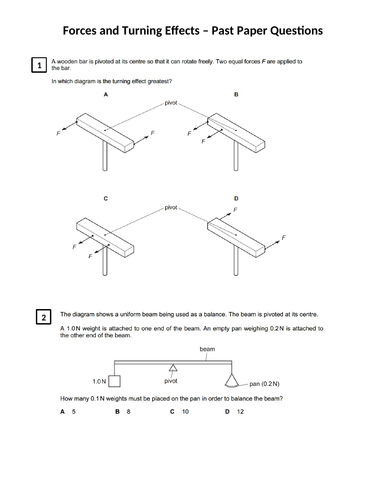Forces and turning effects - moments bumper lesson | Teaching Resources
