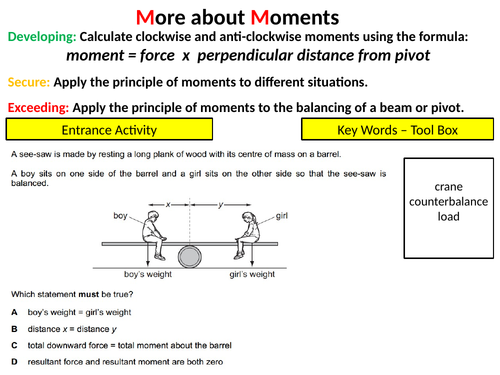 Forces and turning effects - moments bumper lesson | Teaching Resources