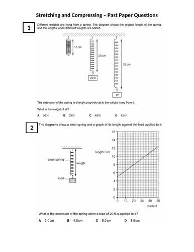 Stretching and Compressing - Hooke's Law & practical | Teaching Resources