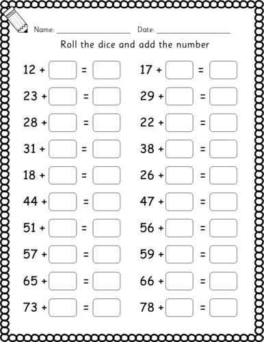 KS1 Maths - Adding up to 100 and beyond. Roll dice and add to the ...