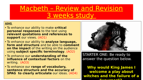 Macbeth Revision GCSE English Lit 1: A unit of PPT lessons specifically ...